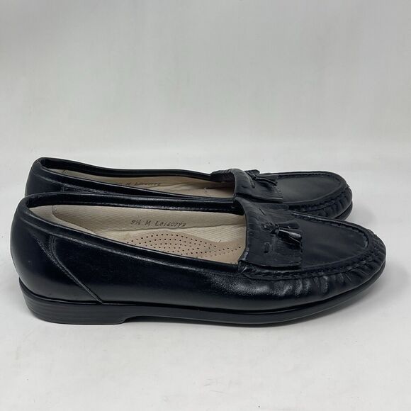 SAS | Shoes | Sas Softie Kiltie Loafers Womens 95 M Black Leather Slip ...